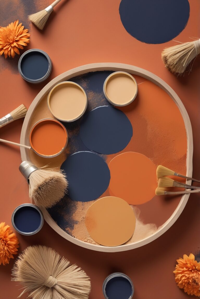 Rich Hues 2024: Rust Orange and Navy Blue Palette
