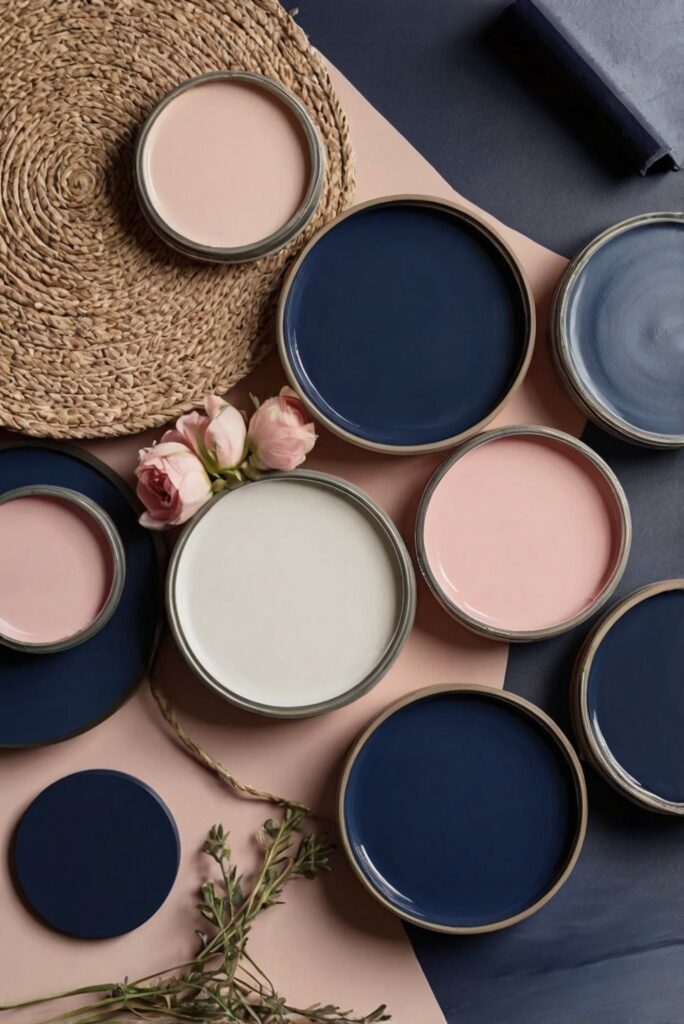 Deep and Soft: Navy Blue and Blush Pink Color Harmony for 2024