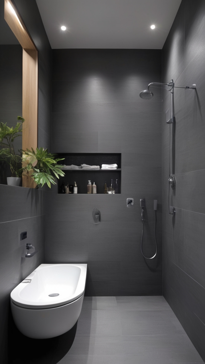 How do you feel about using dark grey bathroom tiles in your home?