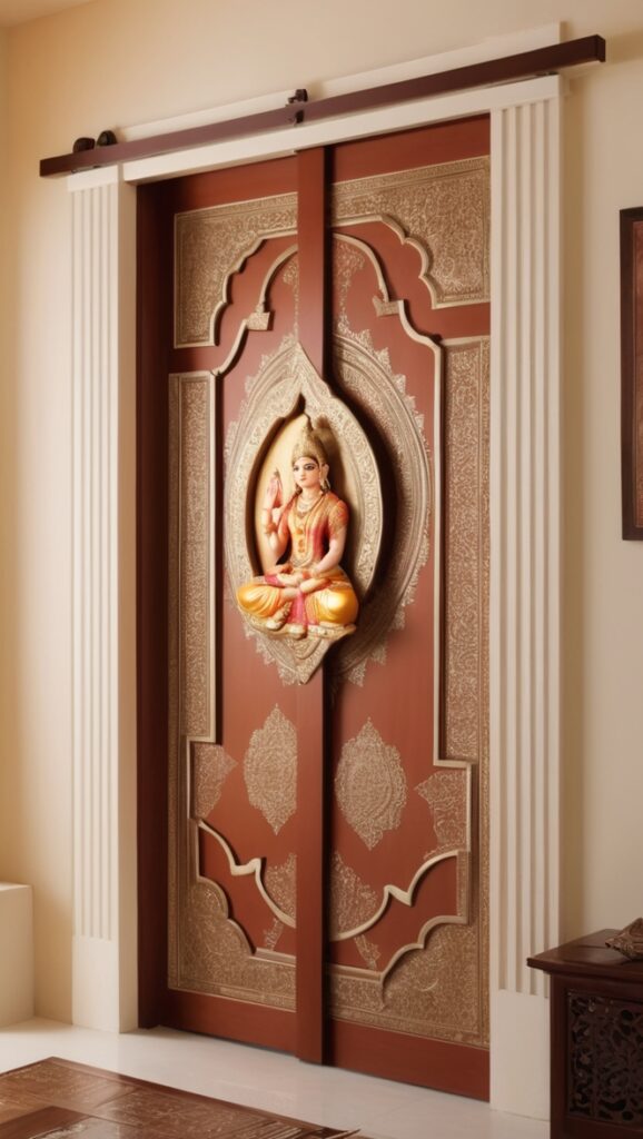 What do you think about the unique mandir sliding door design?