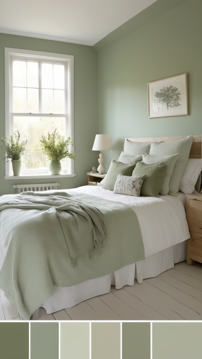 How can I incorporate sage green bedroom colour palettes into my decor?