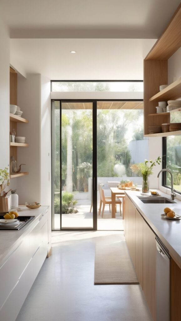 How can I enhance my kitchen with a sliding door design?