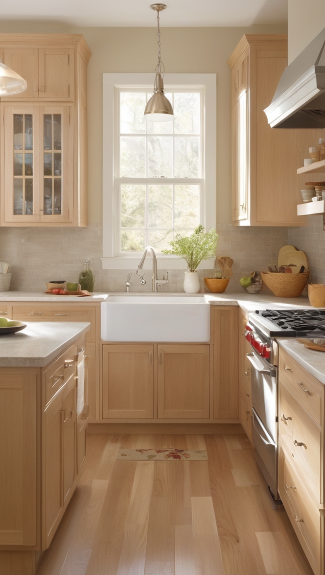 How can I incorporate white oak cabinets into my kitchen design?